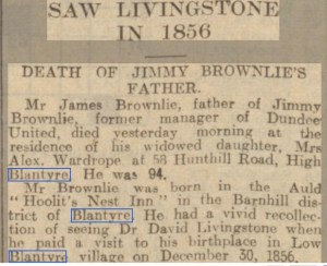1939 Death of James Brownlie - Blantyre Project - Official History ...
